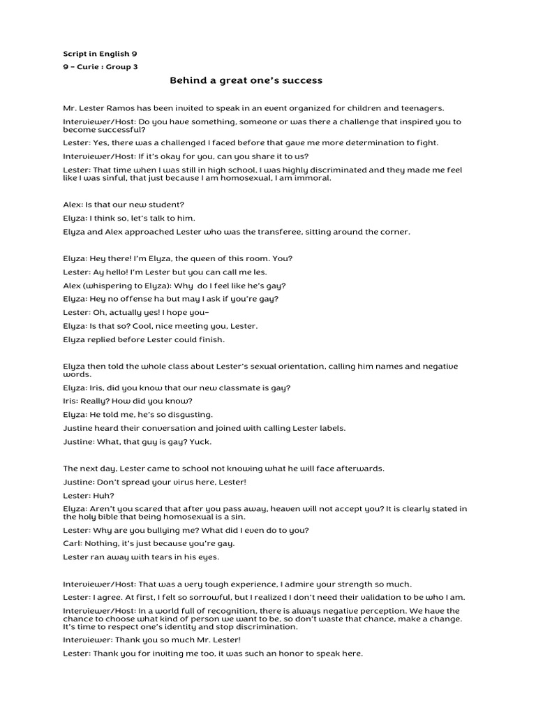 Script in English 9 | PDF