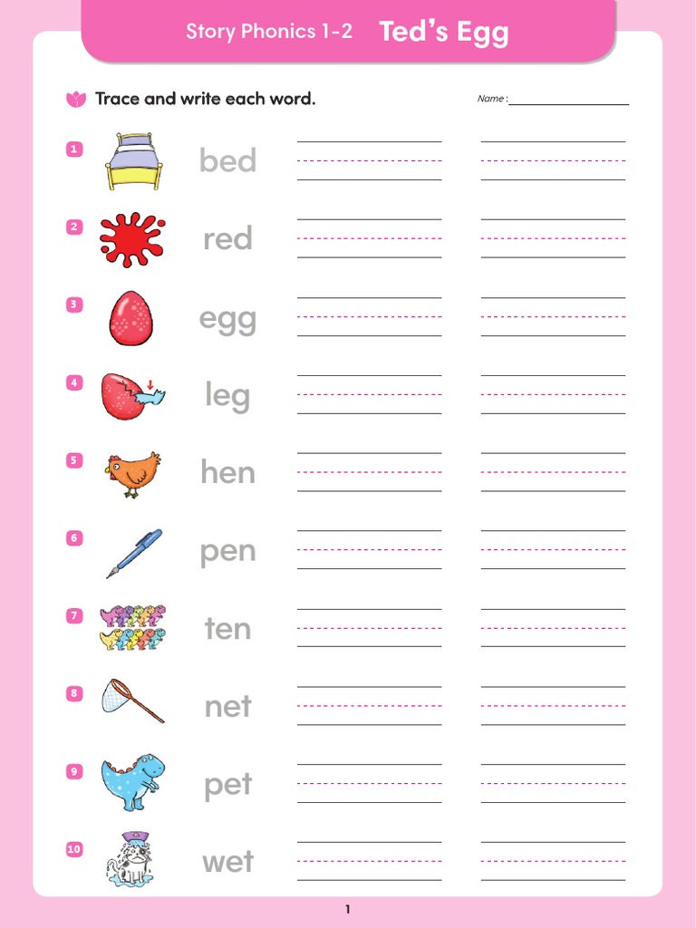 Jolly Phonics: Ted's Egg Worksheets | PDF