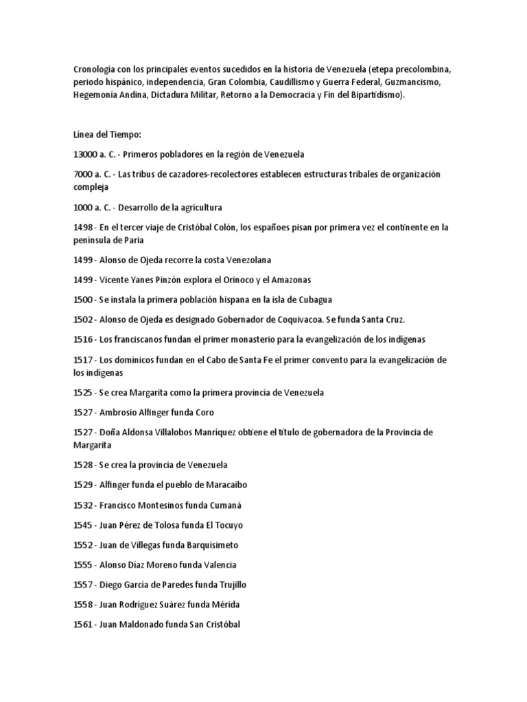 Cronología de la Historia de Venezuela | PDF