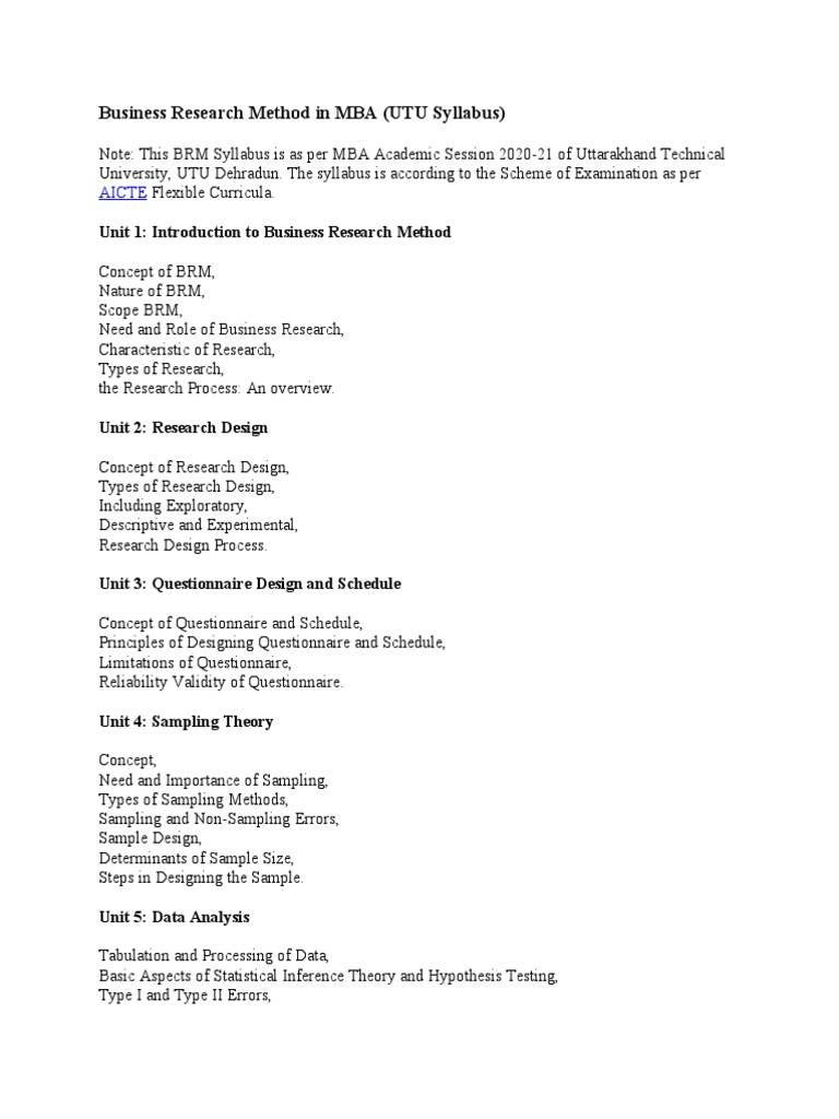 Business Research Method in MBA | PDF