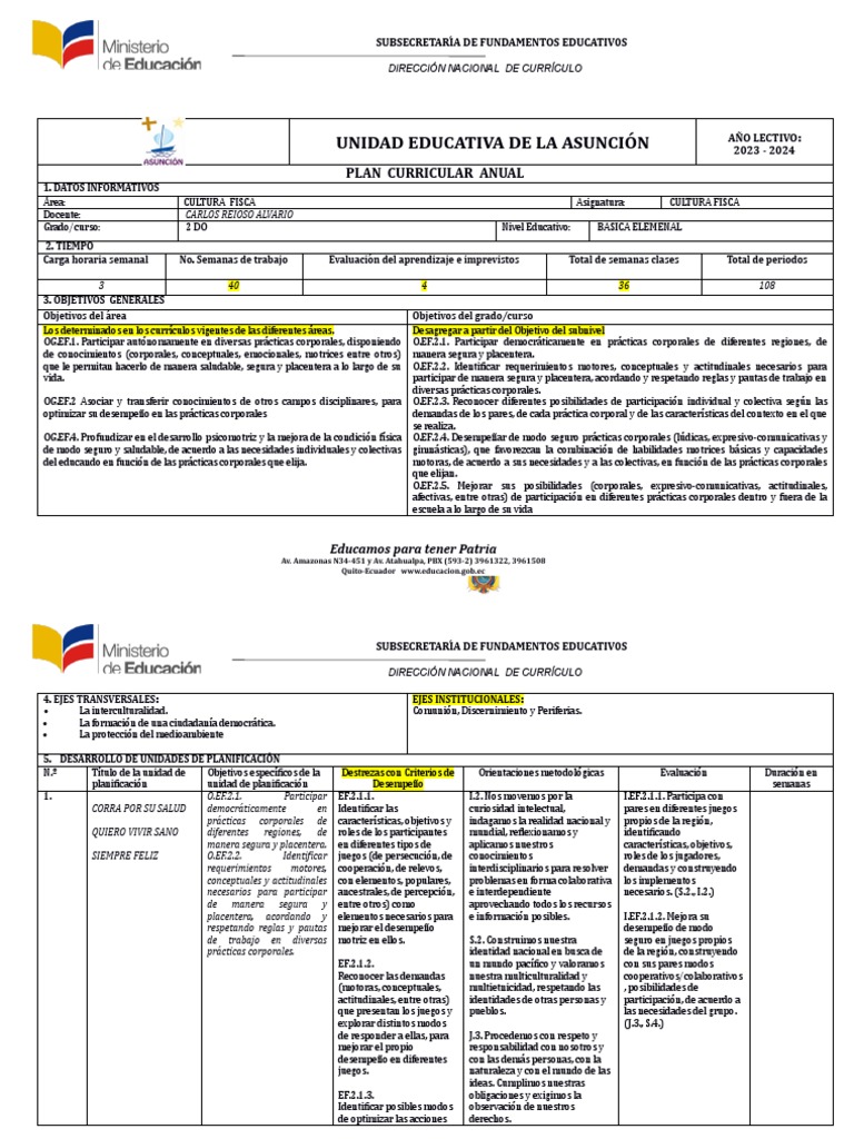 PLANIFICACIÓN 2023 - 2024 - 2do | PDF | Plan de estudios | Las emociones