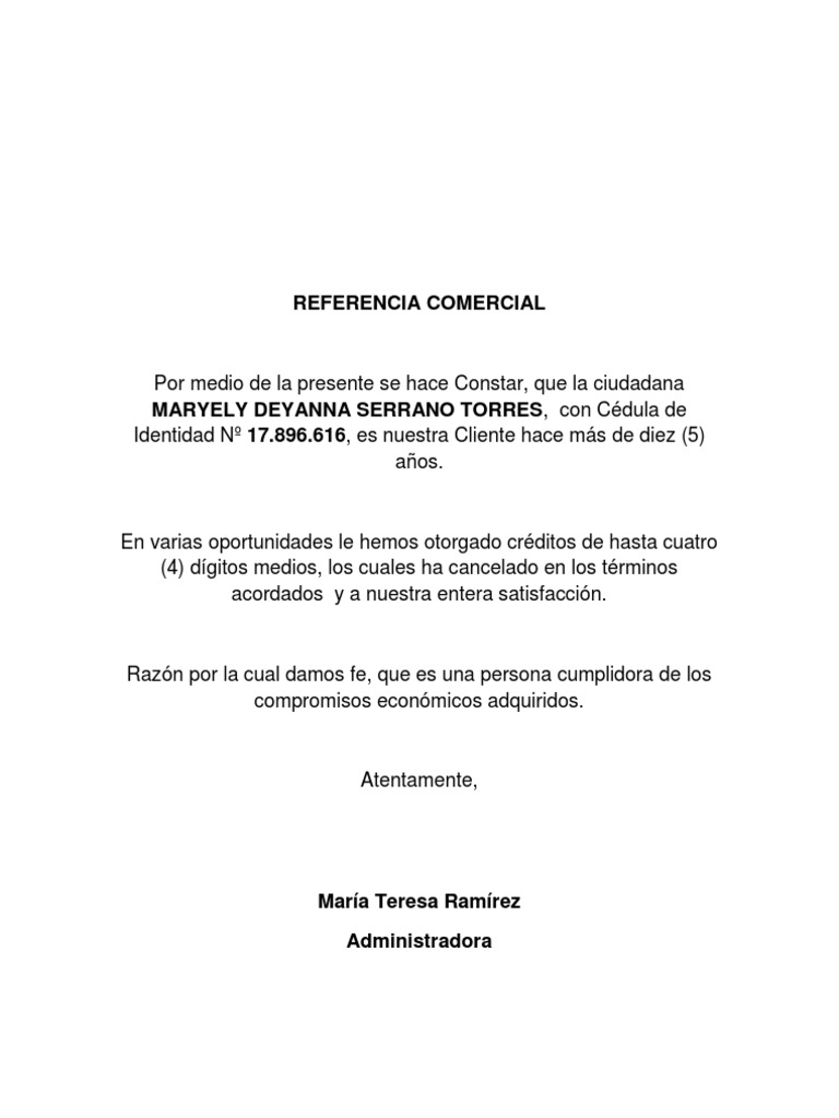 Referencia Comercial | PDF