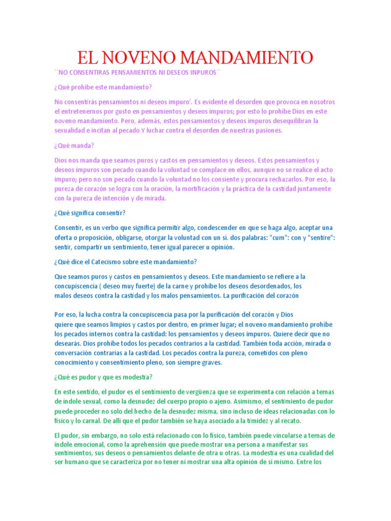 El Noveno Mandamiento | PDF | Castidad | Pecado