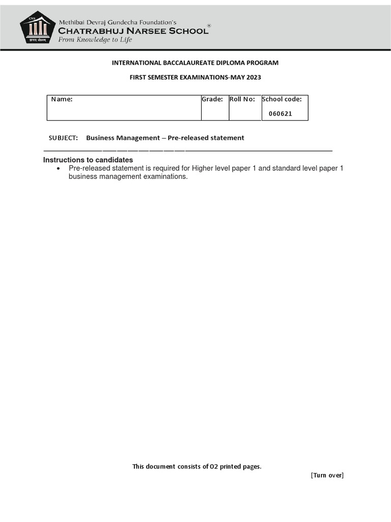 Paper 1 - Pre-Released Statement | PDF