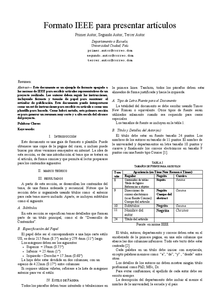 Formato IEEE | PDF | Sumario abstracto)