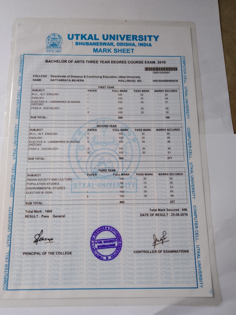Plus Three Mark Sheet | PDF