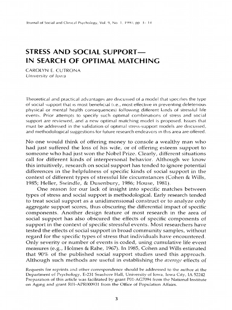 Cut Rona 1990 | PDF | Social Support | Stress (Biology)