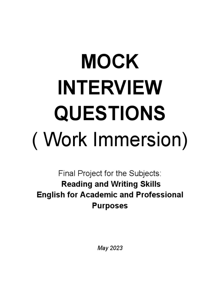 MOCK-INTERVIEW-QUESTIONS-and-GUIDELINES | PDF | Science, Technology ...