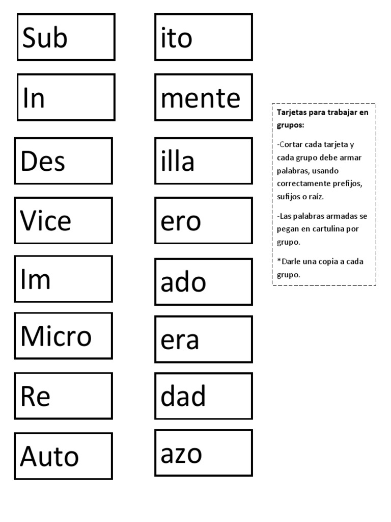 Tarjetas Sufijos y Prefijos | PDF