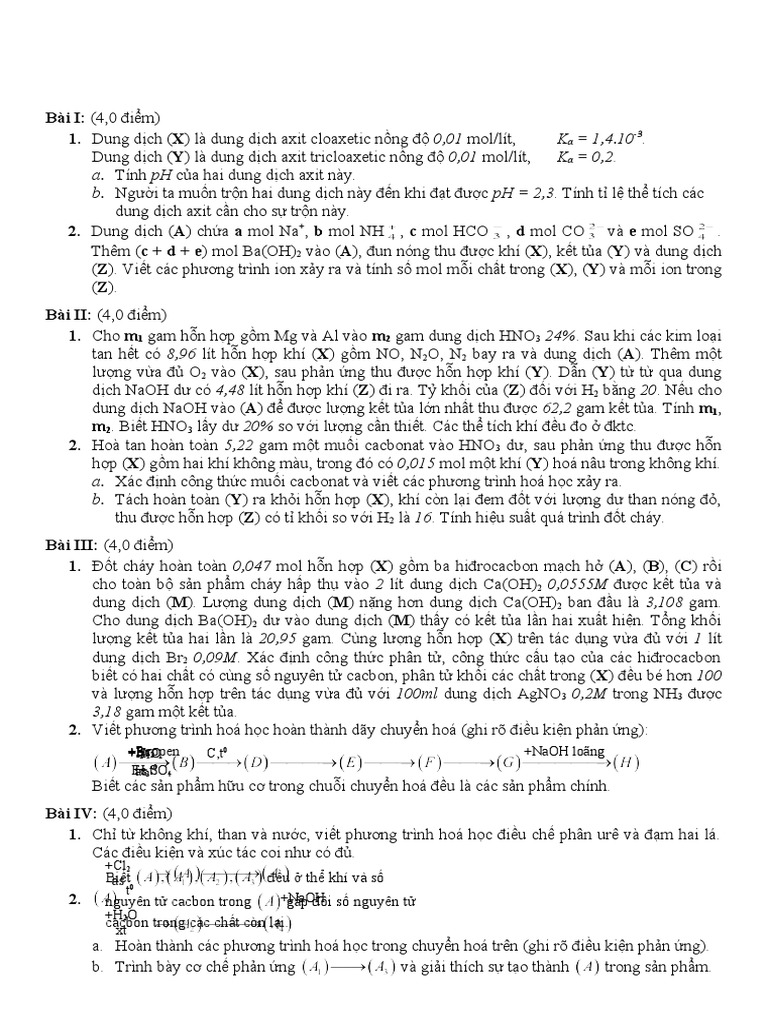 De Thi Thu HSG Cap Tinh Hoa Hoc 11 | PDF