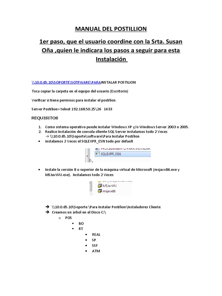 Instalación del Postilion y requisitos del sistema | PDF | Windows XP ...