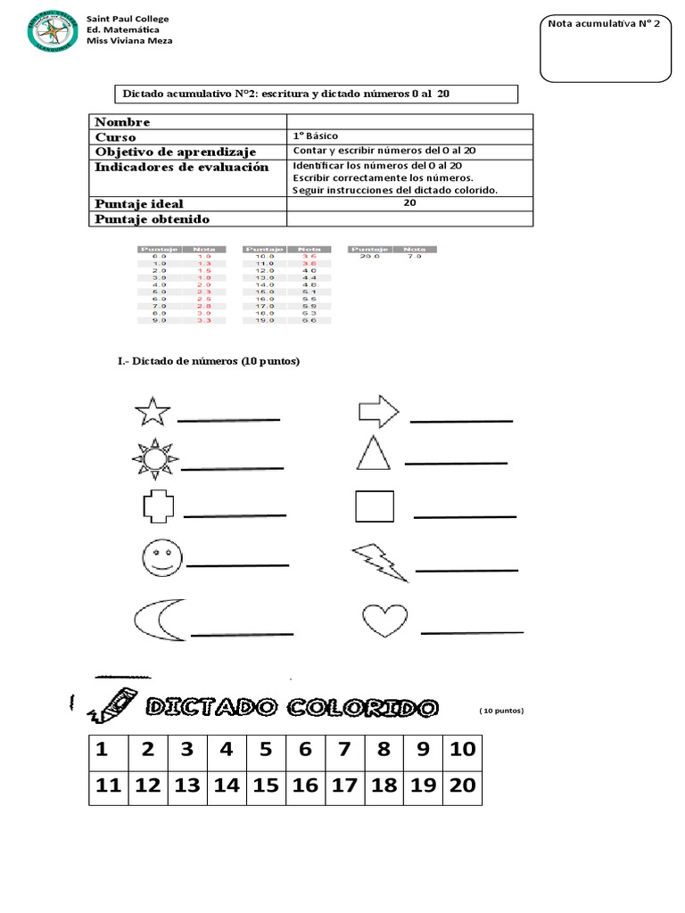 Dictado 2 Matematica | PDF