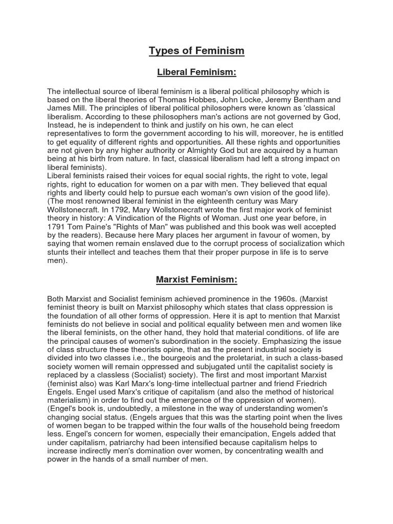 Types of Feminism | PDF | Feminism | Gender Studies
