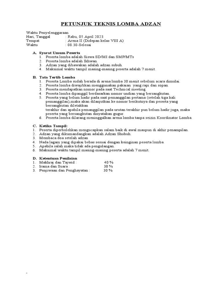 Teknis Lomba Gebyar Ramadhan KPP 2 | PDF