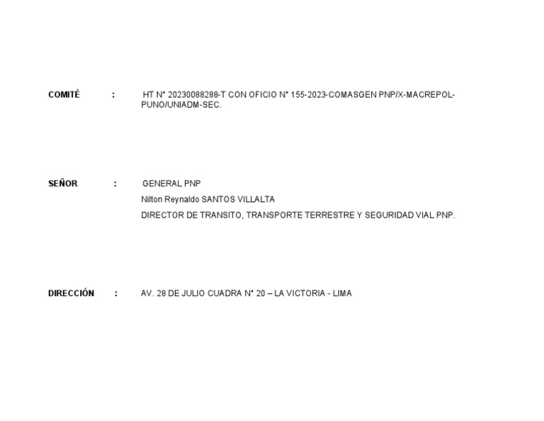 Rotulo para Sobre Envio A Lima | PDF