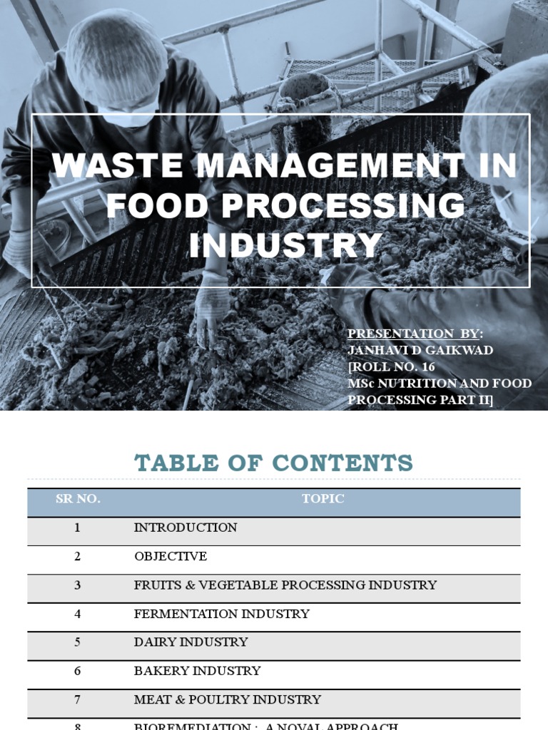 Waste Management in Food Processing Industry | PDF