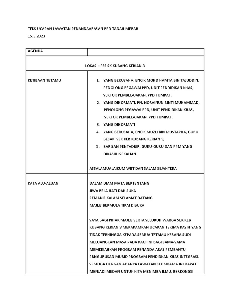 Penanda Aras PPD T.MRH | PDF