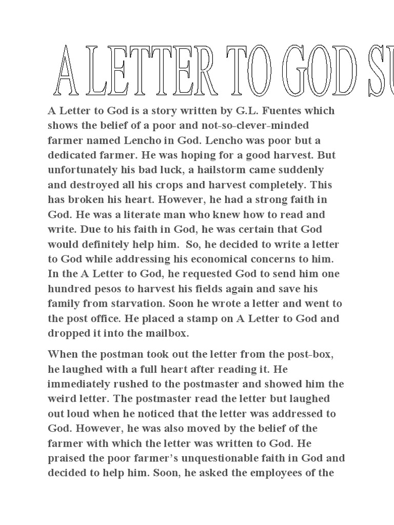 A Letter To God Is A Story Written by G | PDF