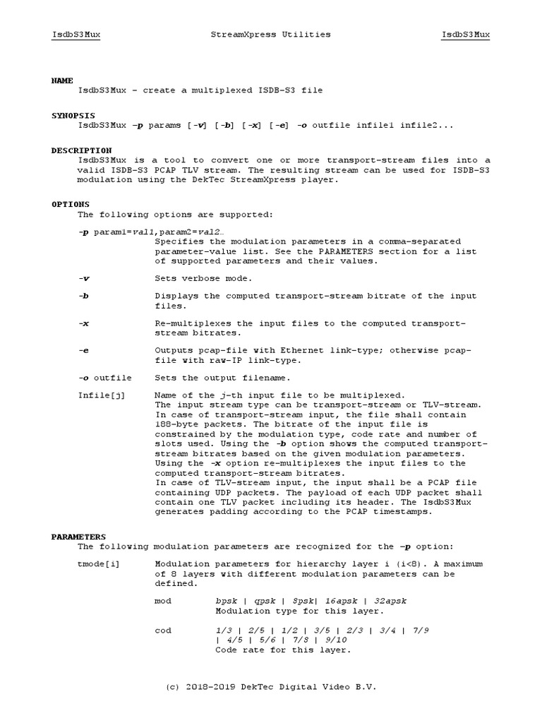 IsdbS3Mux Manual | PDF | Bit Rate | Computer Data