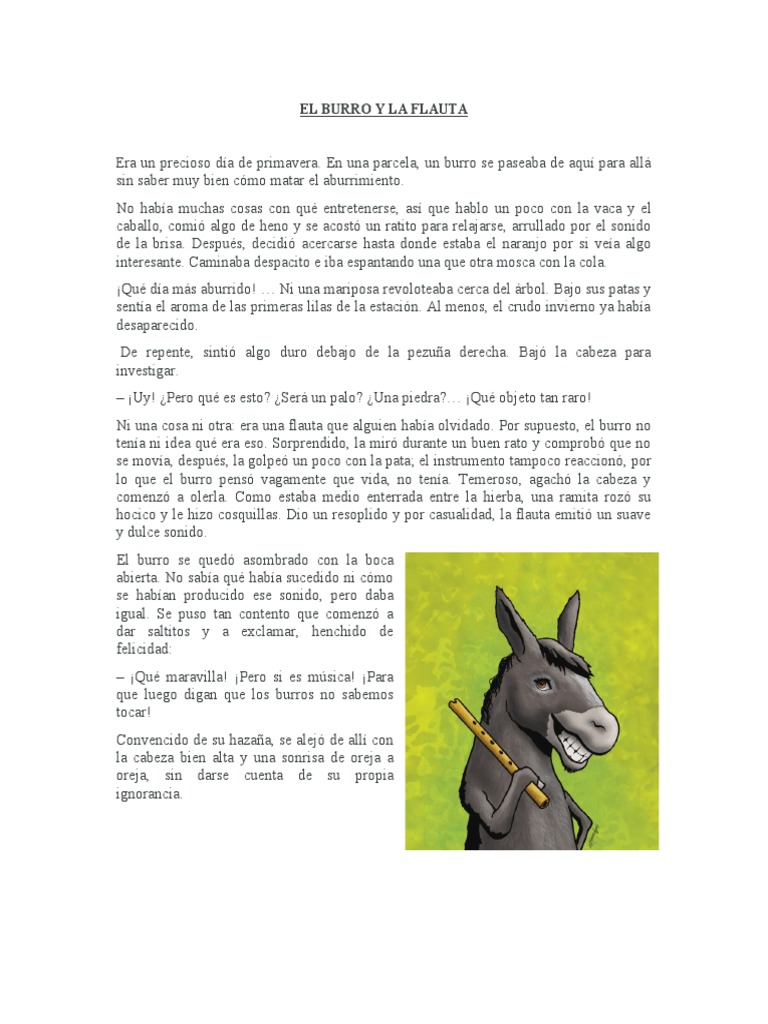 Cuento El Burro y La Flauta | PDF