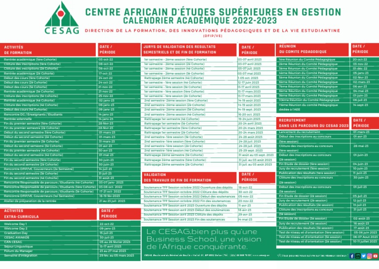 Calendrier Academique Cesag | PDF