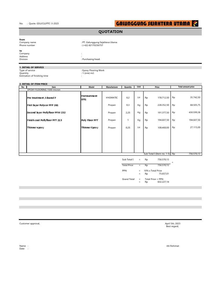 Epoxy Flooring Quotation Details | PDF | Business Process