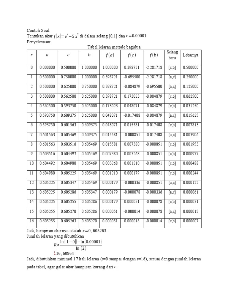 Contoh Soal Metode Bagi Dua | PDF