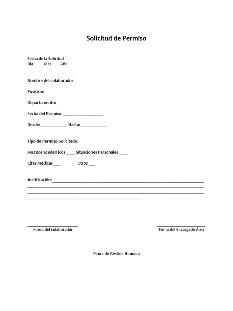 Solicitud de Permiso | PDF