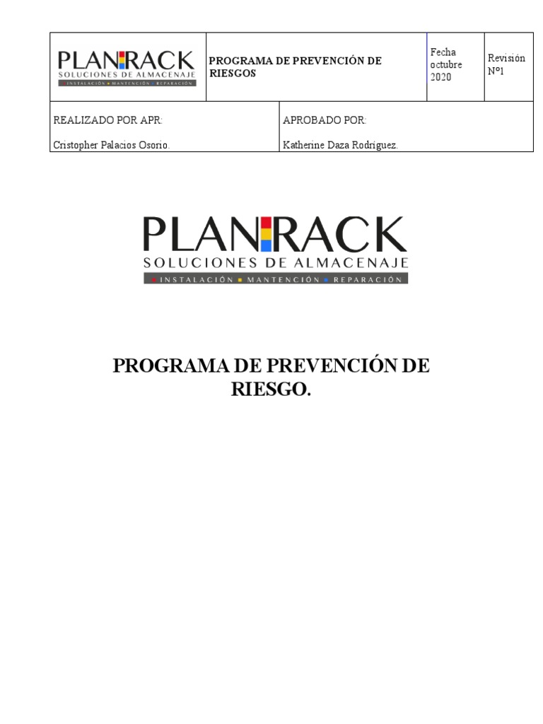 Programa de Prevención de Riesgo | PDF | Riesgo | Seguridad y salud ocupacional