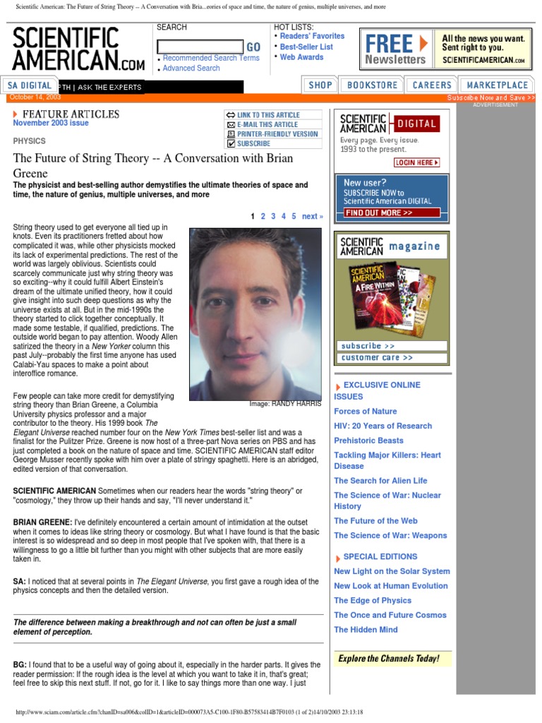 Scientific American - The Future of String Theory - A Conversation With ...