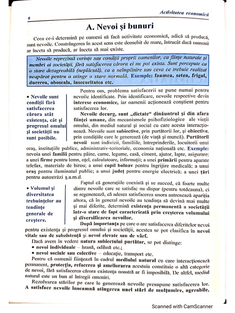 A. Nevoi Și Bunuri. B. Resurse Și Raționalitate | PDF