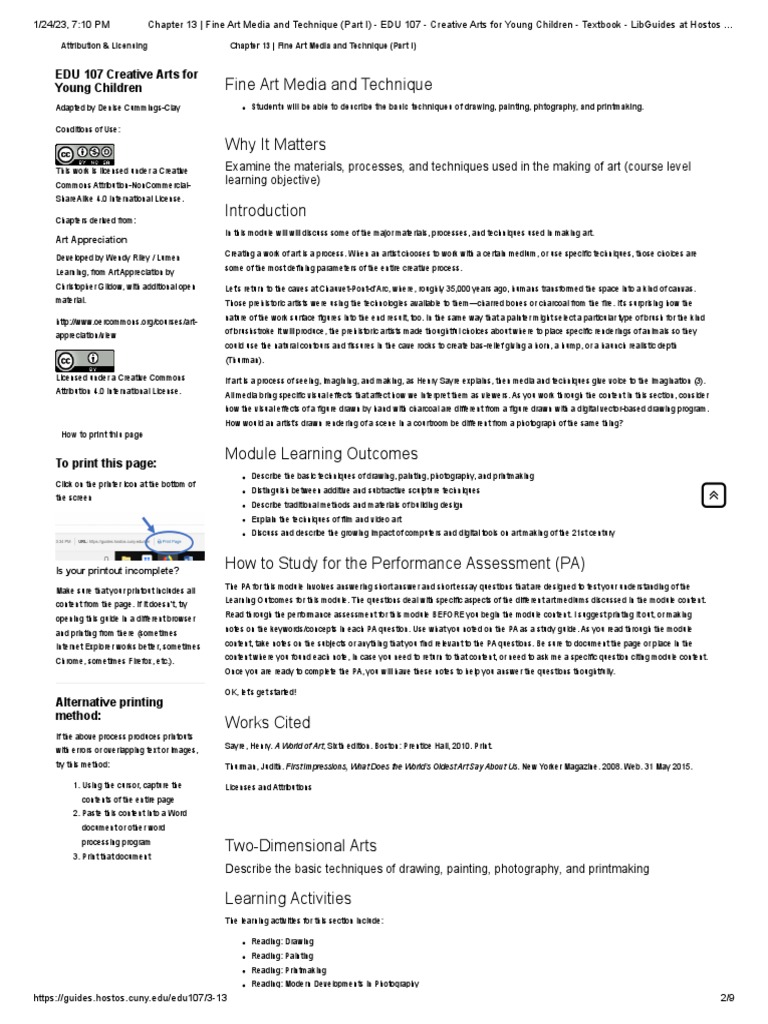 Fine Art Media and Technique Part I - EDU 107 - Creative Arts | PDF | Paint | Paintings