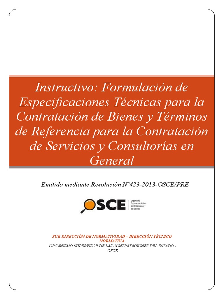 Instructivo de Especificaciones Tecnicas y Terminos de Refrencia 2017 EET Y TDR | PDF