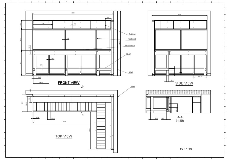 Drafting of a Workshop Layout with Dimensioned Orthographic Views | PDF