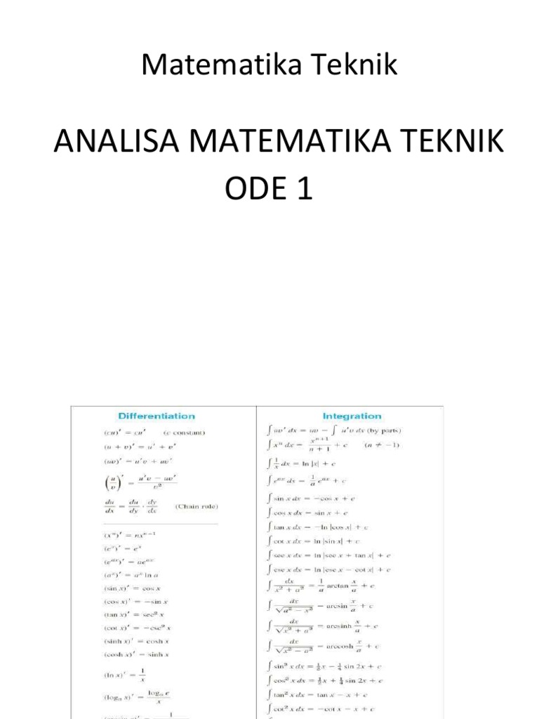 Analisa Matematika Teknik S2 - ODE1 - Part 1 | PDF