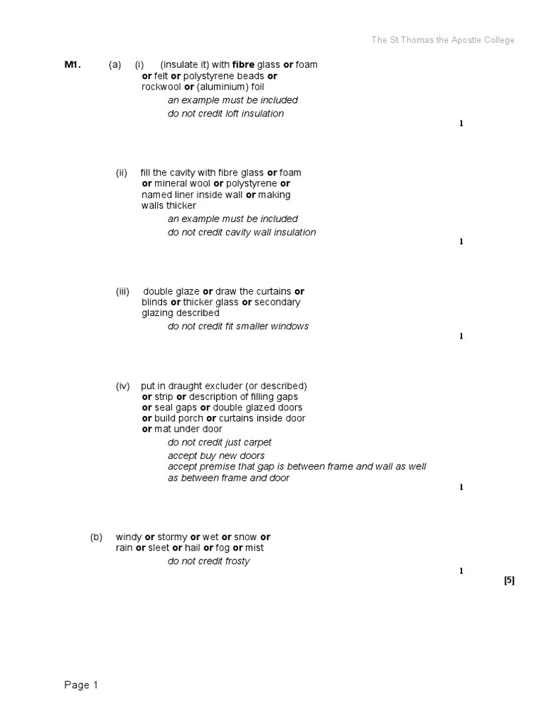 p2 Energy Transfer by Heating Mark Scheme | PDF | Electron | Heat