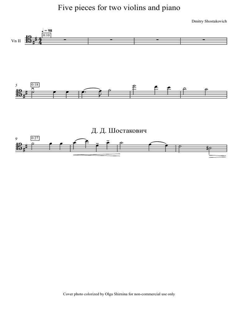 Shostakovich Five Pieces For Two Violins and Piano - Partition Complète | PDF