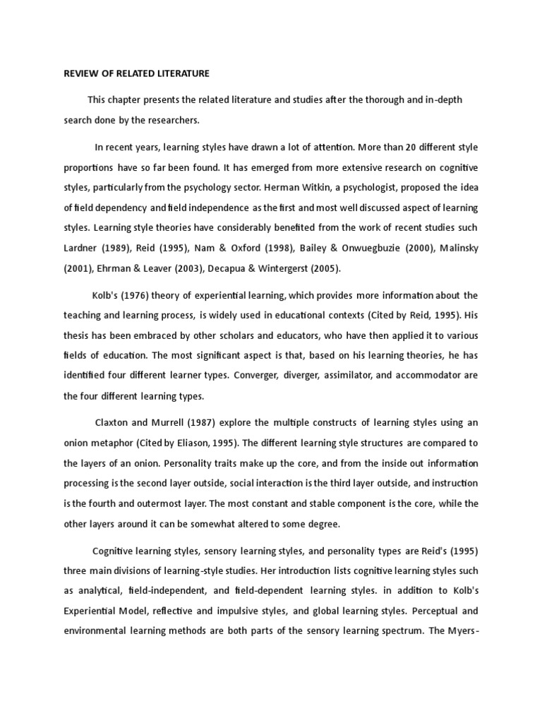 RRL Background Intro | Download Free PDF | Learning Styles | Learning