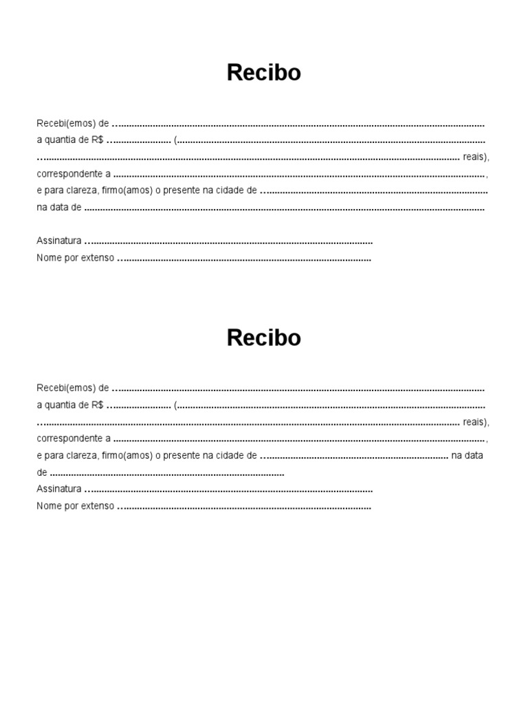 Modelo Recibo Simples para Impressao | PDF