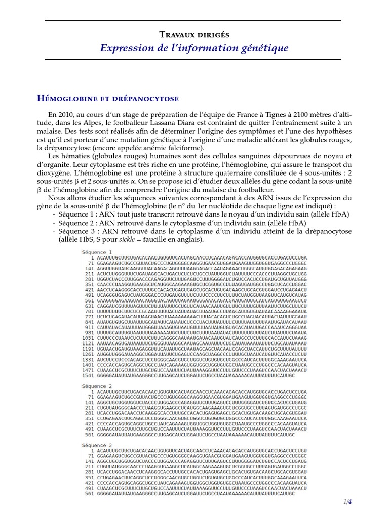 Phénotypes de l'hémoglobine et drépanocytose | PDF | Génotype ...