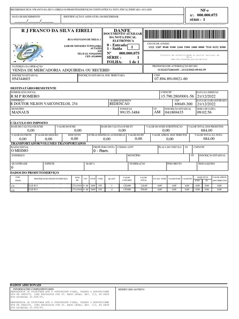 Nota Fiscal Modelo | PDF | Recibo | Serviços financeiros