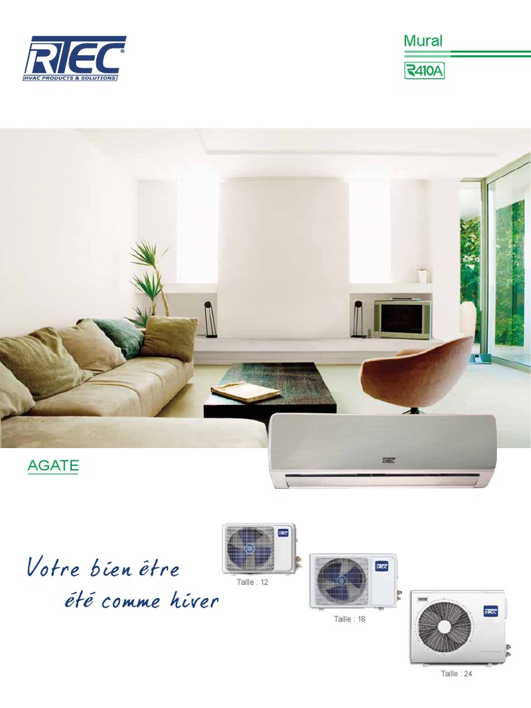 RTEC Split Mural On-Off R410a Agate | PDF