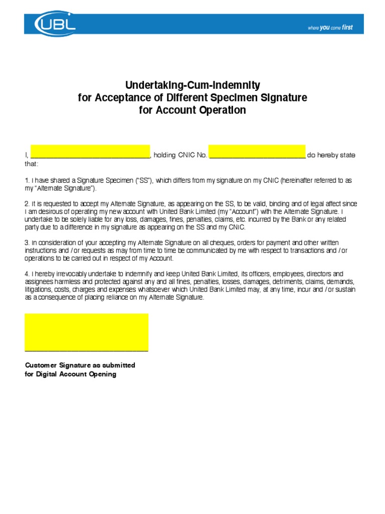 Indemnity Form | PDF
