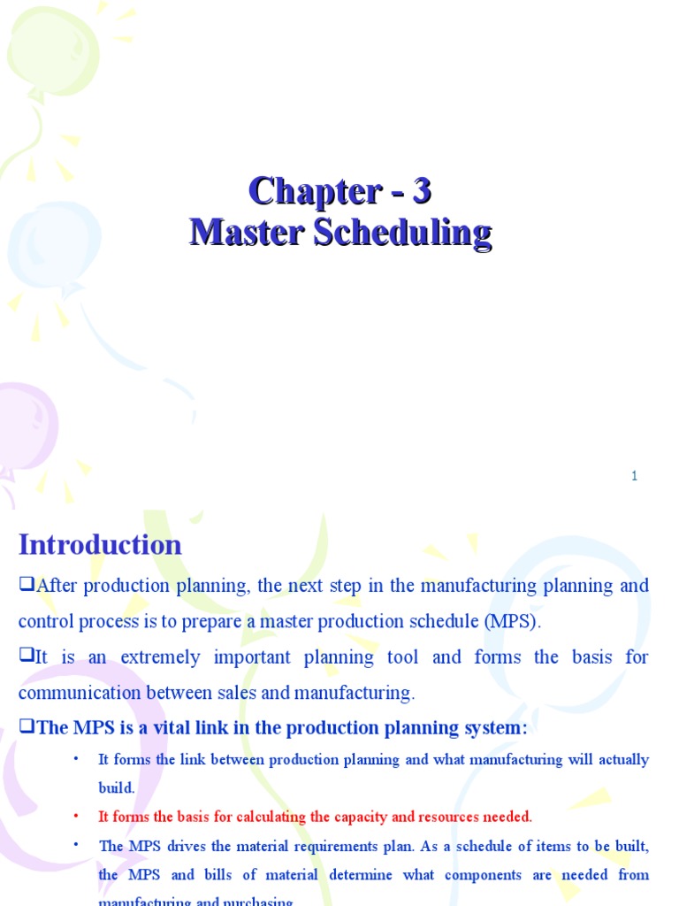 Ch-3 Master Scheduling | PDF | Inventory | Forecasting