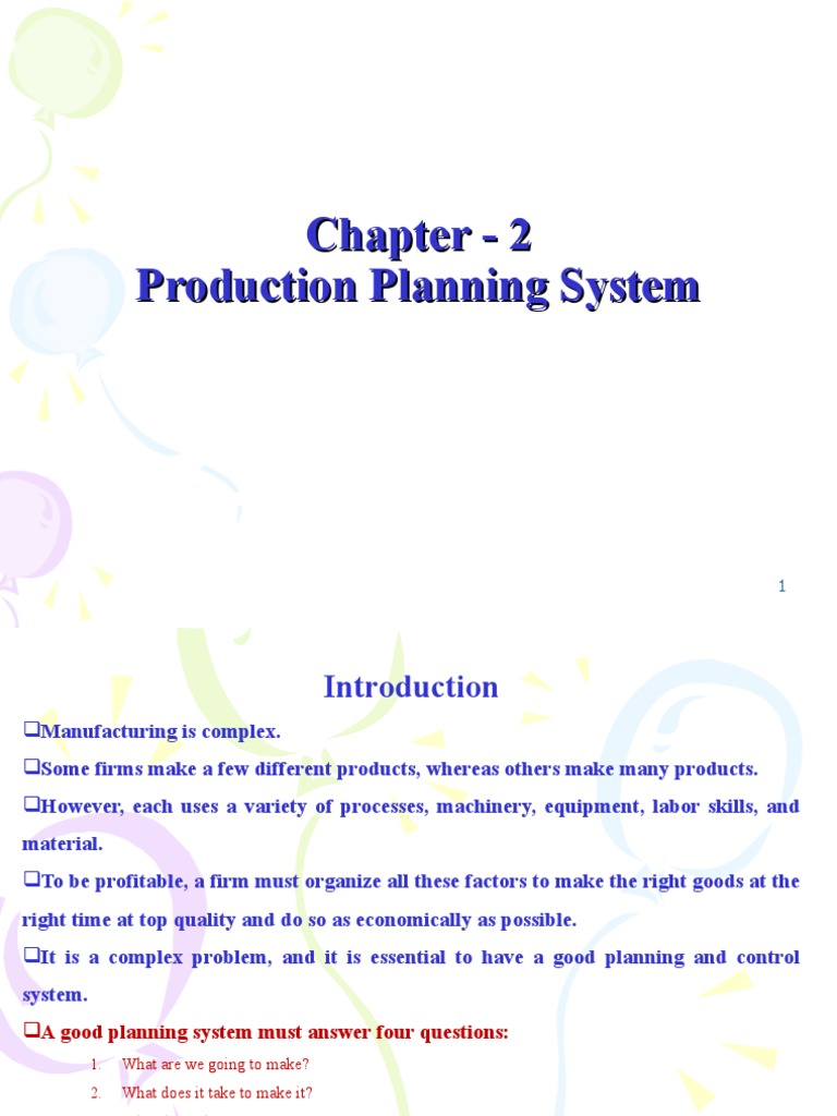 Ch-2 - Production Planning System | PDF | Enterprise Resource Planning | Inventory