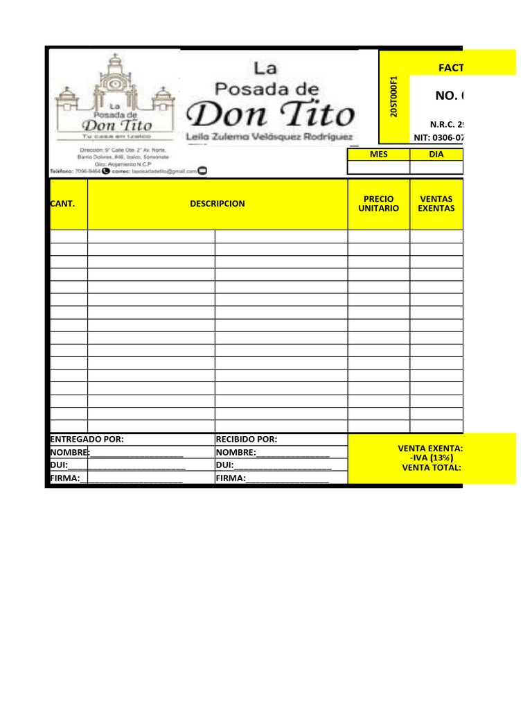 Factura de venta de productos de dulces y postres | PDF