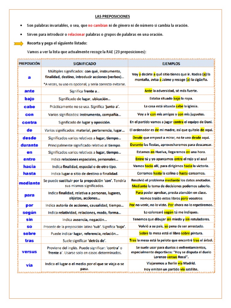 Las Preposiciones 3ro 5to | PDF | Lingüística
