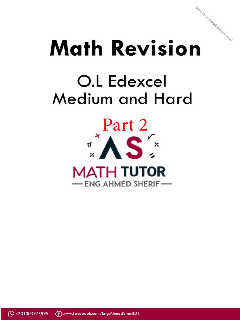 Math Revision OL Edexcel - Part 2-Answer by Eng - Ahmed Sherif QP | PDF ...