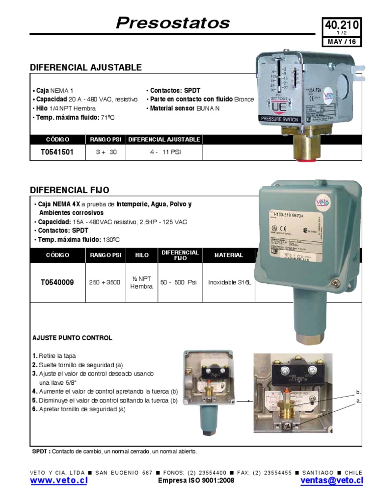 Presostatos: Diferencial Ajustable | PDF