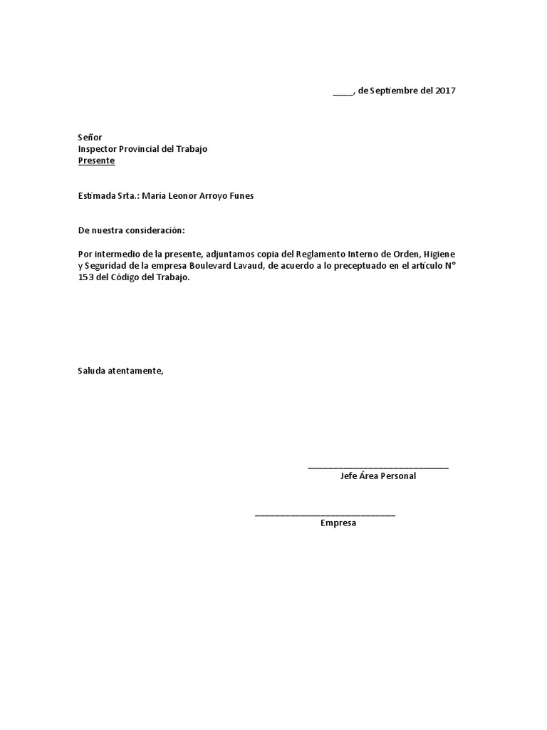 Carta Inspección Del Trabajo | PDF